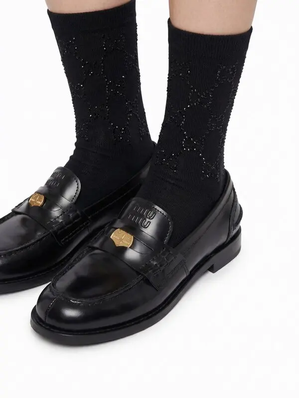 Gucci Gg Supreme Glitter Socks - Black