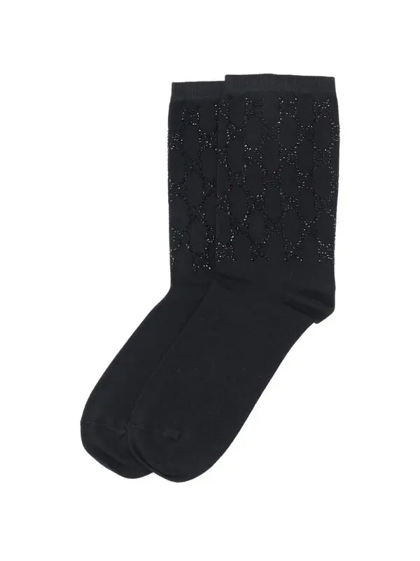 Gucci Gg Supreme Glitter Socks - Black