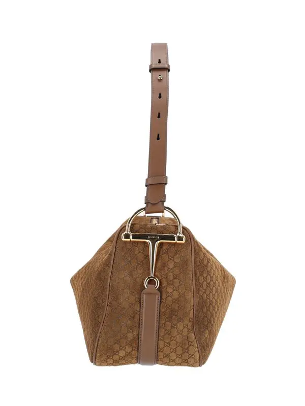 Gucci Large 'half Horsebit' Shoulder Bag - Brown