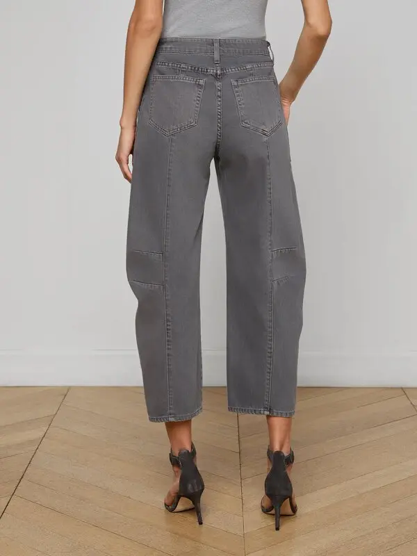 L'Agence Cody Cropped Barrel-leg Jean - Medium Grey
