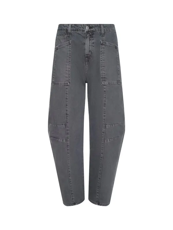 L'Agence Cody Cropped Barrel-leg Jean - Medium Grey