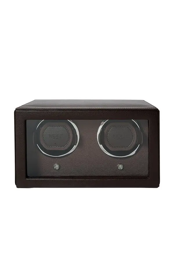Wolf Cub Double Watch Winder With Cover - Brown