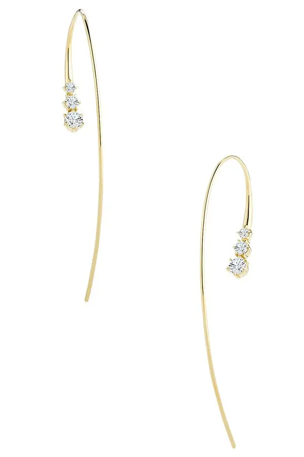 JADE TRAU Three Stone Ara Hook Earrings - 18k Gold