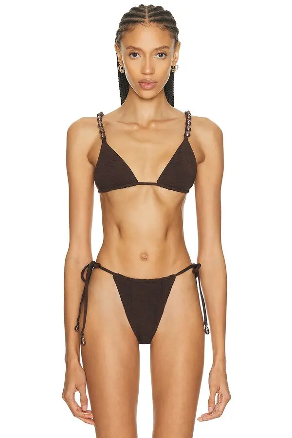 LA PORTE Luxe Kendall Bikini Top - Black Coffee