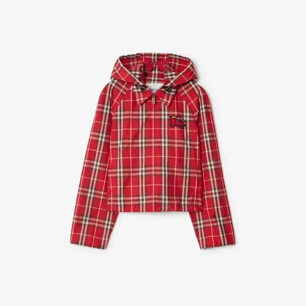 Burberry Cropped Check Newcott Hooded Jacket