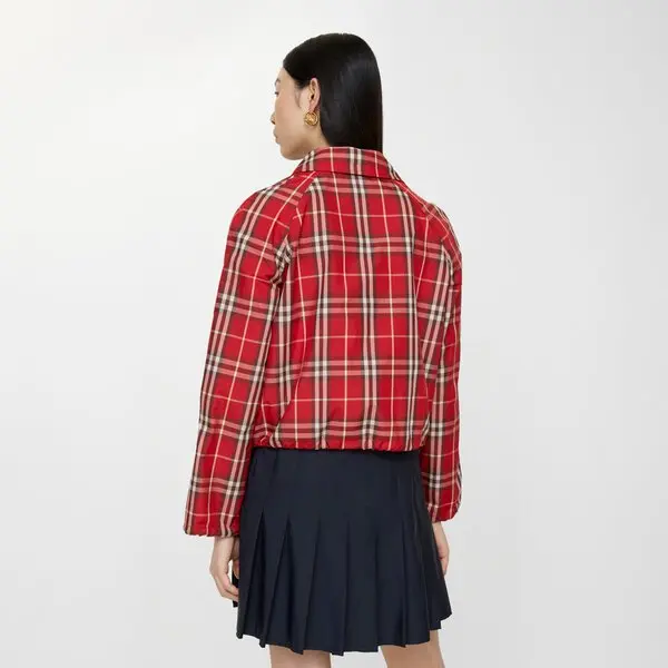 Burberry Cropped Check Newcott Hooded Jacket