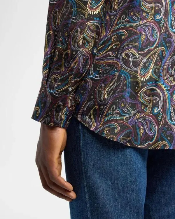 Etro Apos;s Multicolor Paisley Silk Sport Shirt