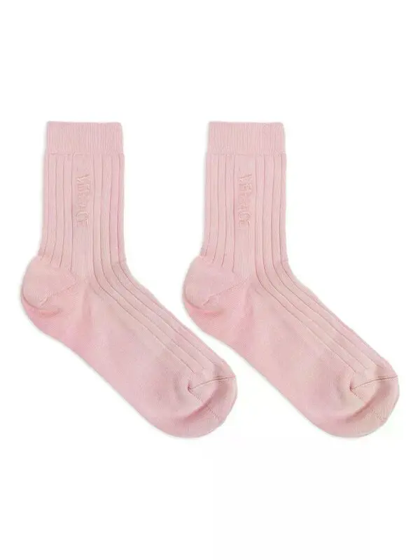 Versace Ribbed Socks With Embroidered Logo - Pink