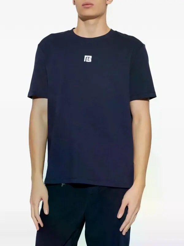 Balmain Logo-embroidered Crew-neck T-shirt - Blue