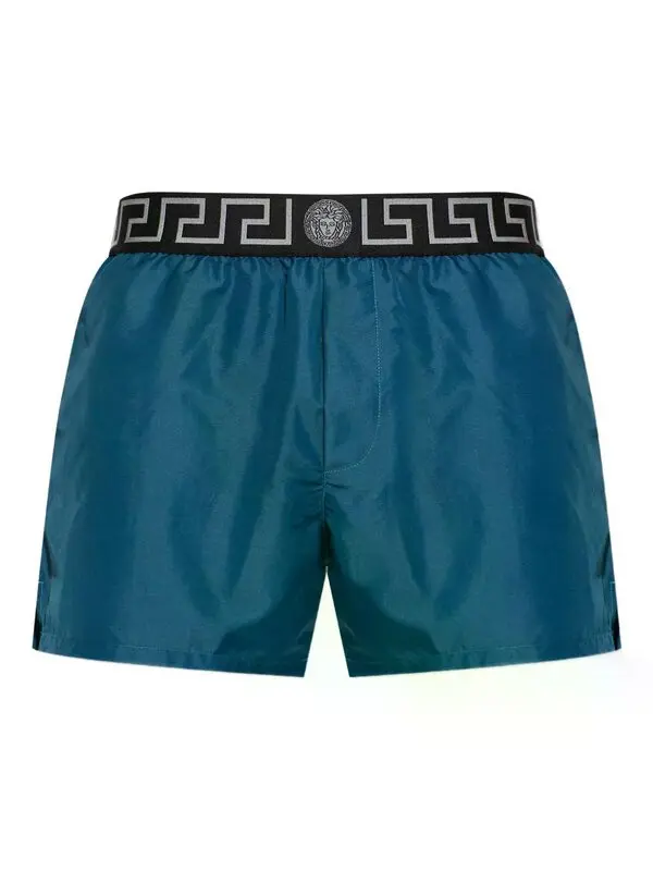 Versace Greca-detail Swim Shorts - Blue
