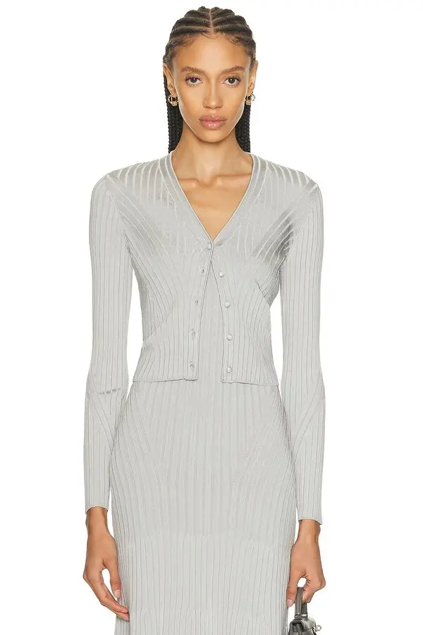Adam Lippes Greer Metallic Cardigan - Silver