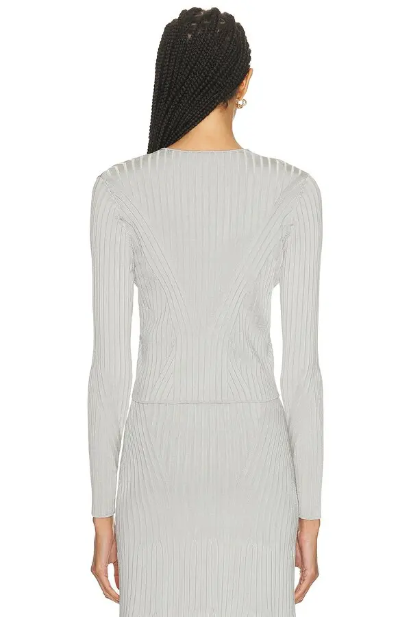 Adam Lippes Greer Metallic Cardigan - Silver
