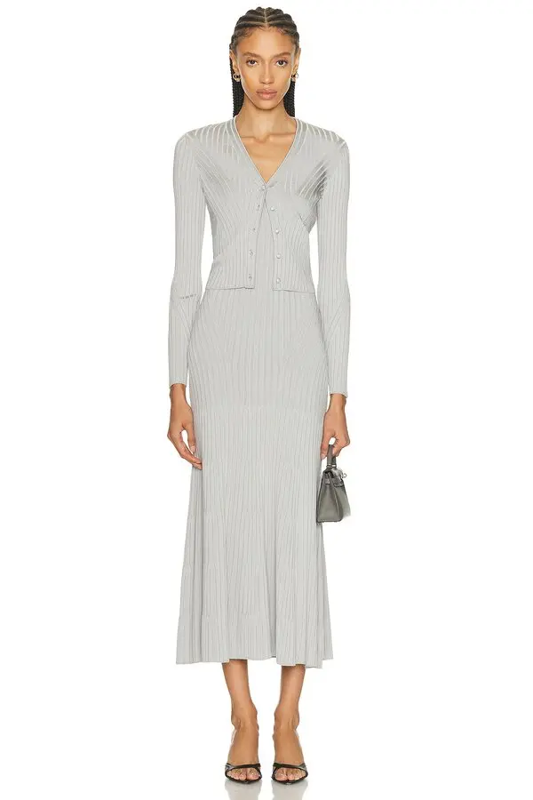 Adam Lippes Greer Metallic Cardigan - Silver