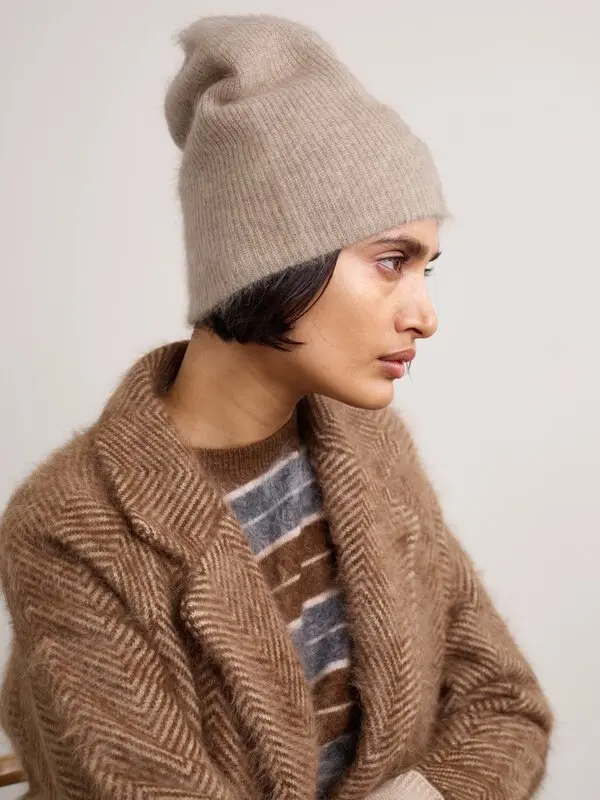 Guest In Residence Grizzly Ribbed Brushed-cashmere Beanie - Brown