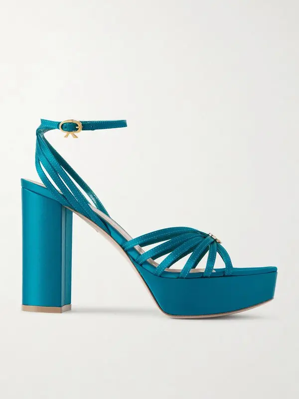 GIANVITO ROSSI Rita 110 Satin Platform Sandals - Blue