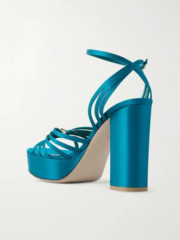GIANVITO ROSSI Rita 110 Satin Platform Sandals - Blue