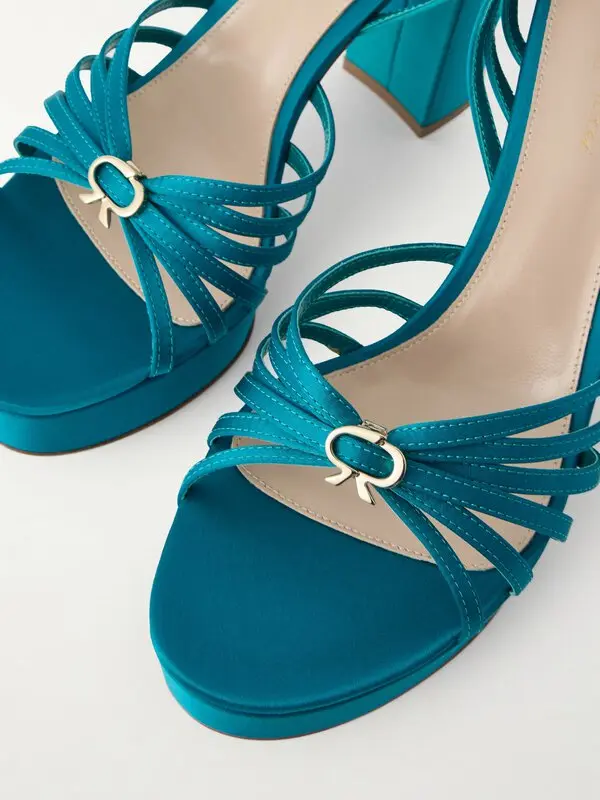 GIANVITO ROSSI Rita 110 Satin Platform Sandals - Blue