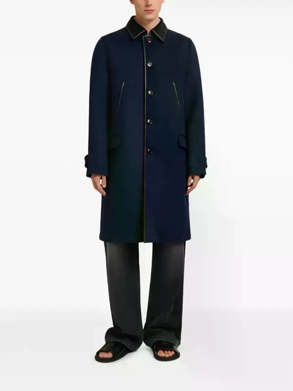 Marni Contrast Collar Logo-patch Coat