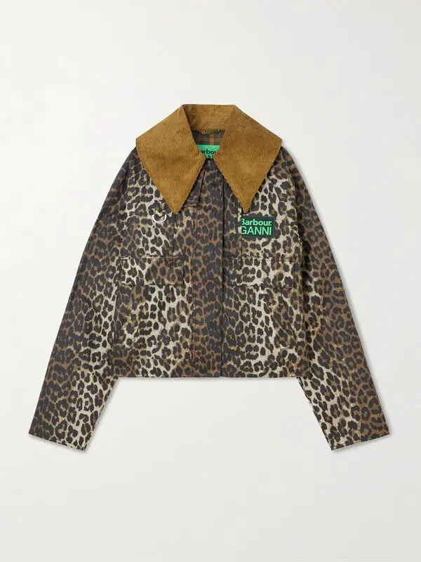 Barbour Ganni X Leopard Print Waxed Cotton Jacket