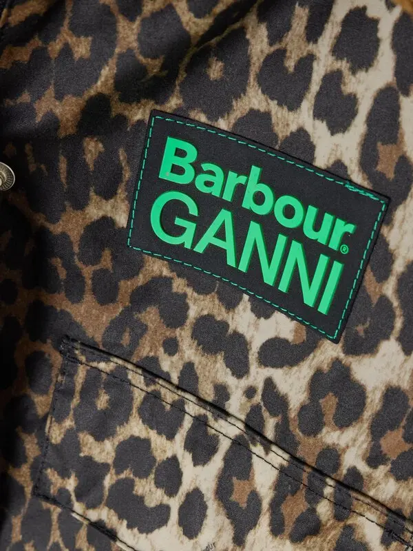 Barbour Ganni X Leopard Print Waxed Cotton Jacket