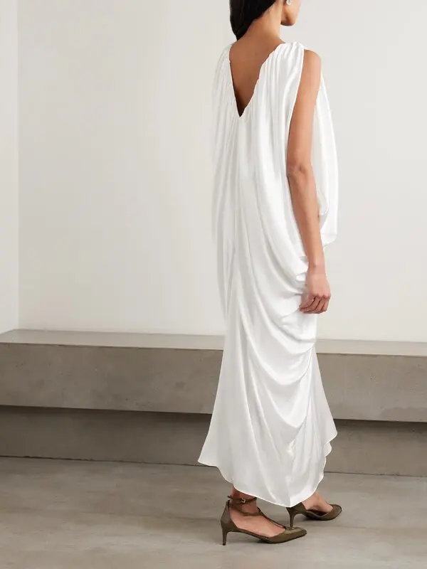 ABADIA Draped Silk-satin Gown