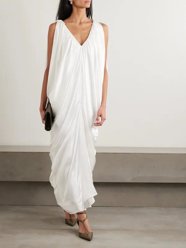 ABADIA Draped Silk-satin Gown