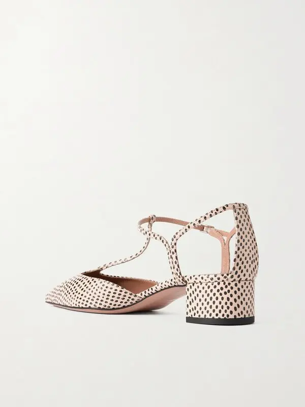 AQUAZZURA Sorbonne 35 Polka-dot Textured-leather Pumps - Neutrals