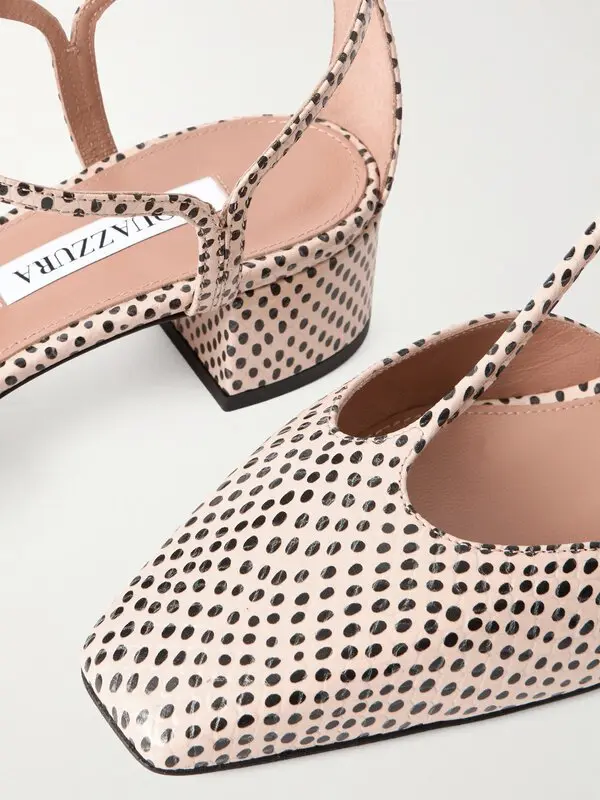 AQUAZZURA Sorbonne 35 Polka-dot Textured-leather Pumps - Neutrals