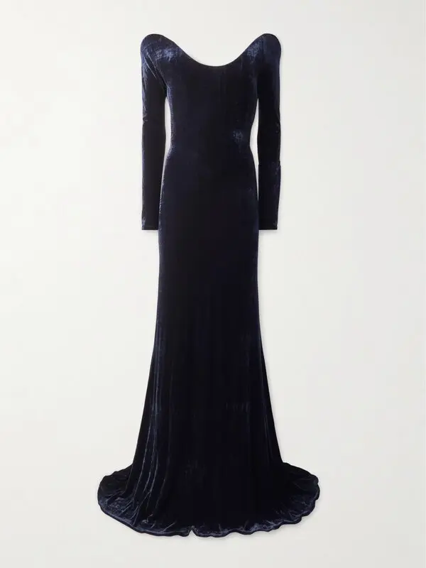 Alaïa Off-the-shoulder Velvet Gown