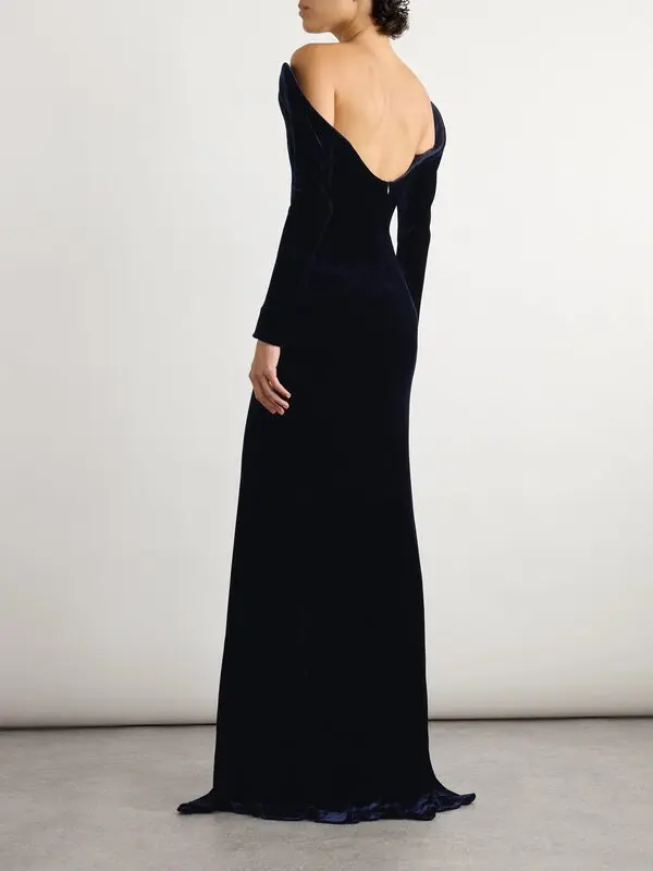 Alaïa Off-the-shoulder Velvet Gown