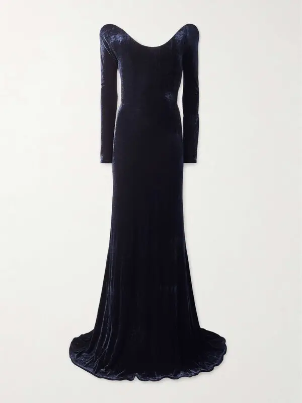 Alaïa Off-the-shoulder Velvet Gown