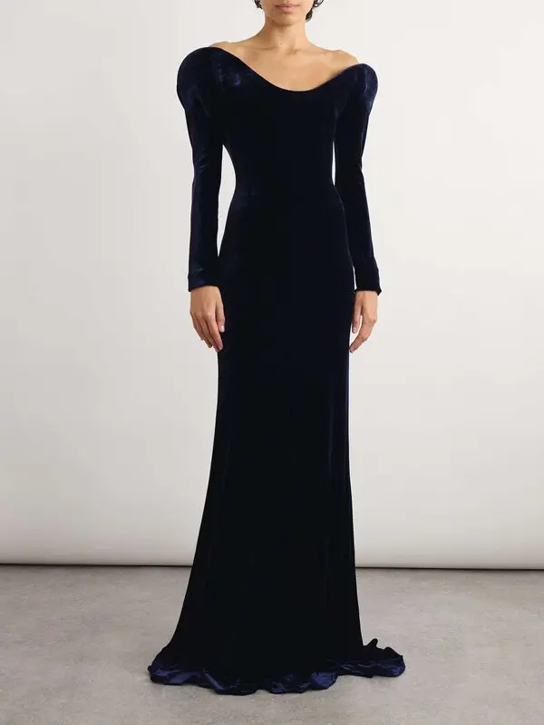 Alaïa Off-the-shoulder Velvet Gown