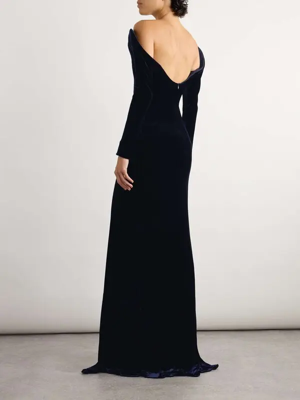 Alaïa Off-the-shoulder Velvet Gown