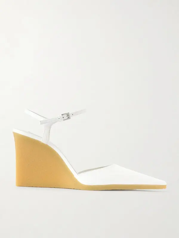 Alaïa Patent-leather Wedge Pumps - White