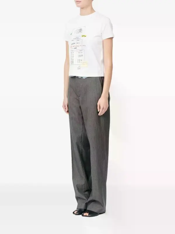 MAISON MARGIELA Stamp Print Cropped T-shirt - Neutrals