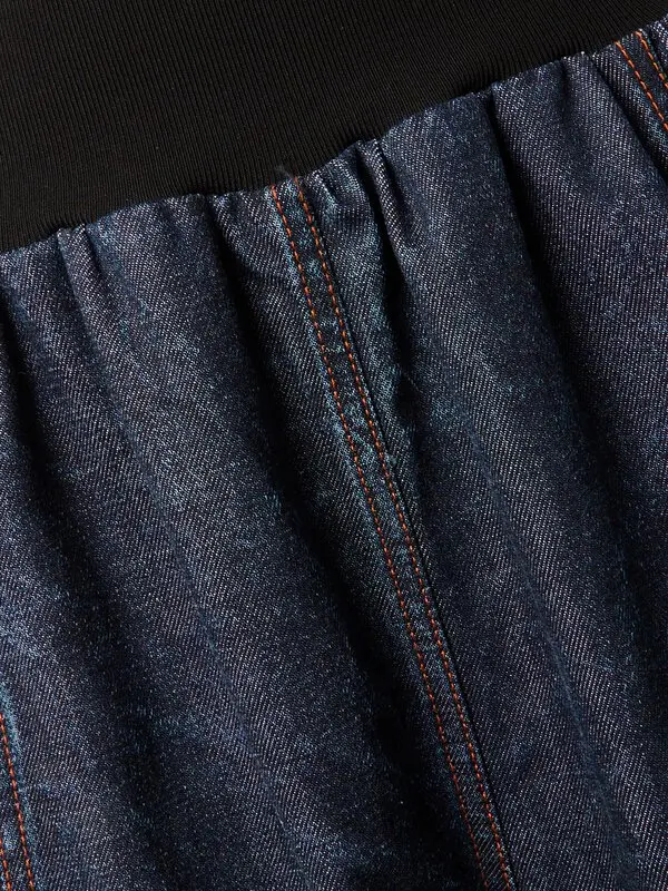 Alaïa Jersey-trimmed High-rise Wide-leg Jeans