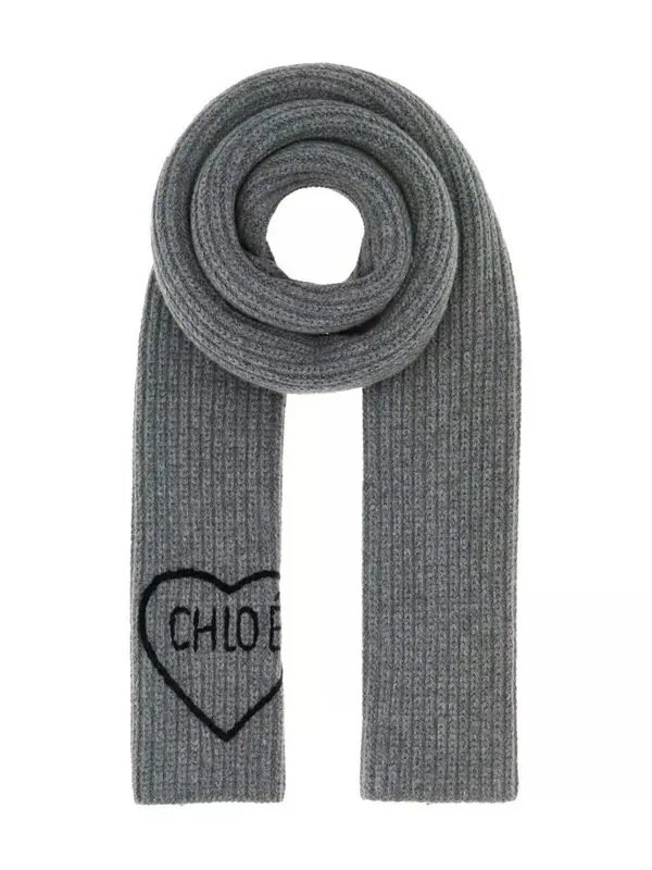 Chloé The Encoeur Heart-detail Scarf - Grey