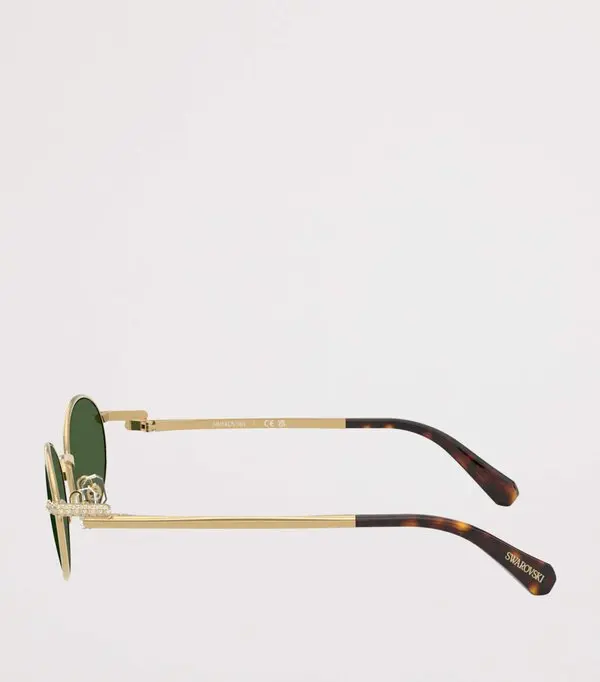 SWAROVSKI Sk7033 Oval Sunglasses - Gold