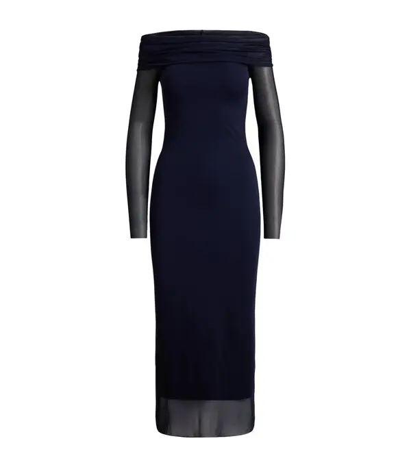 Ralph Lauren Jersey Audria Midi Dress - Navy