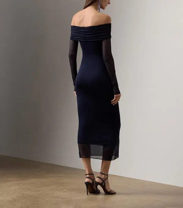 Ralph Lauren Jersey Audria Midi Dress - Navy