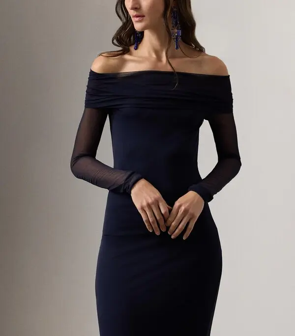 Ralph Lauren Jersey Audria Midi Dress - Navy