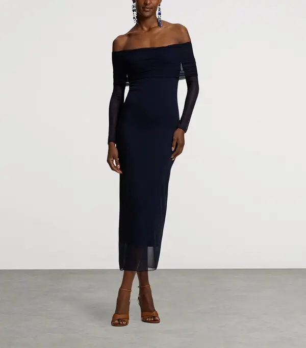 Ralph Lauren Jersey Audria Midi Dress - Navy