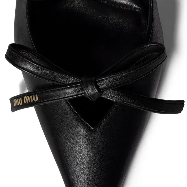 Miu Miu Leather Slingback Pumps With Bow - Black