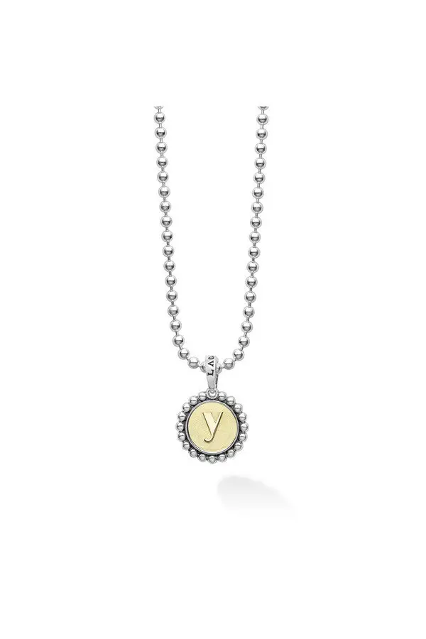 Lagos Signature Caviar Y Initial Charm Necklace - Gold