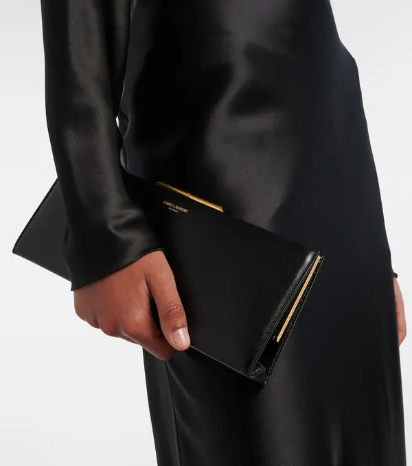 Saint Laurent Midnight Small Leather Clutch