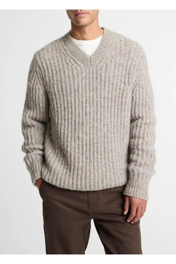 Vince Softspun Alpaca And Wool-blend V-neck Sweater - Red