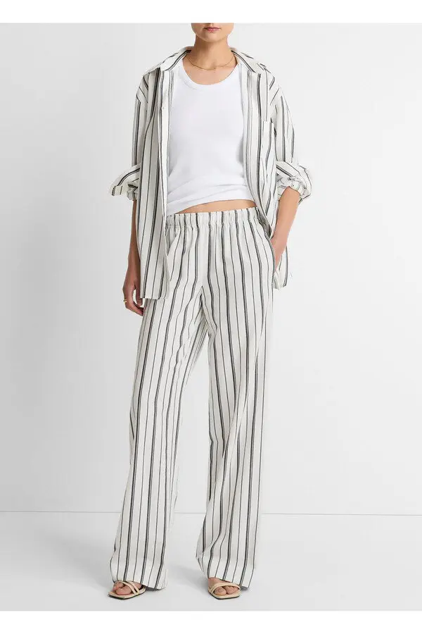 Vince Resort Stripe Pull-on Pant - Black / White