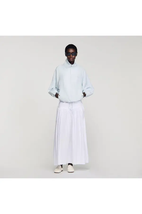 Sandro Embroidered Logo Oversized Jacket - Blue