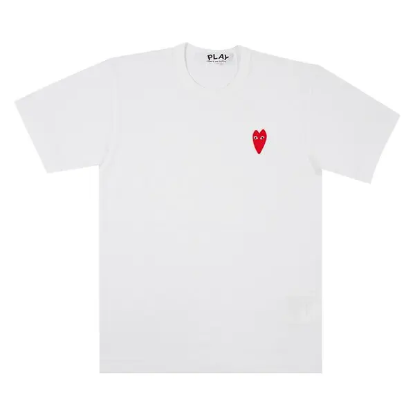 Play Comme Des Garcon T-shirt With Heart Applique - White