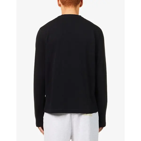 Jacquemus Grosgrain-Logo Long-Sleeve Cotton T-Shirt - Black